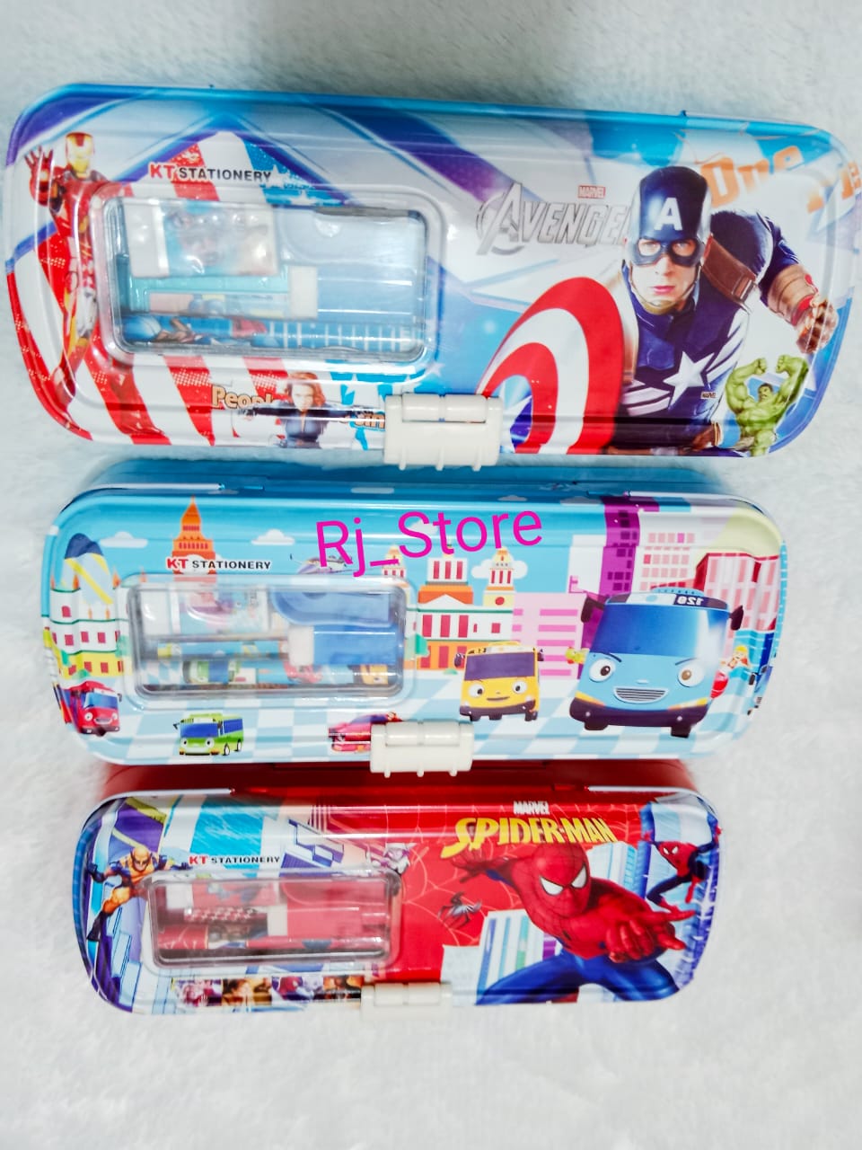 KOTAK PENSIL KALENG / TEMPAT PENSIL COMPLIT MULTIFUNGSI 3 TINGKAT ...