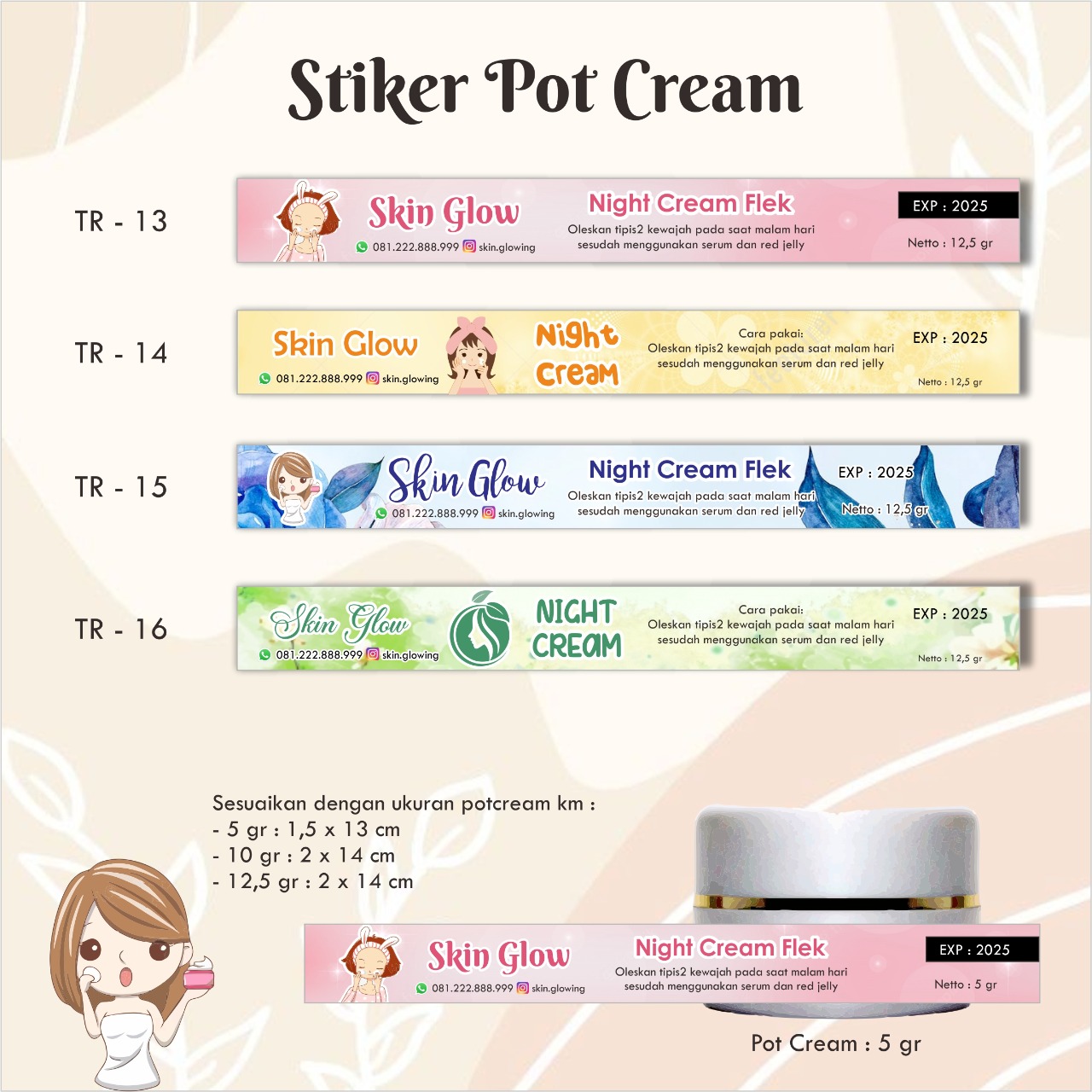 Stiker skincare list pot cream / Stiker kemasan / Label | Lazada Indonesia