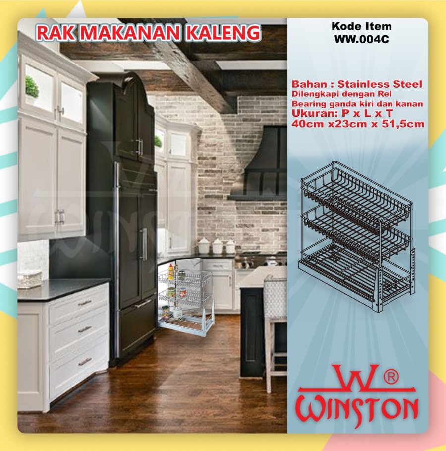 Rak Tarik Dapur Stainless Winston WW 004 C for Kitchen Set Cabinet ...