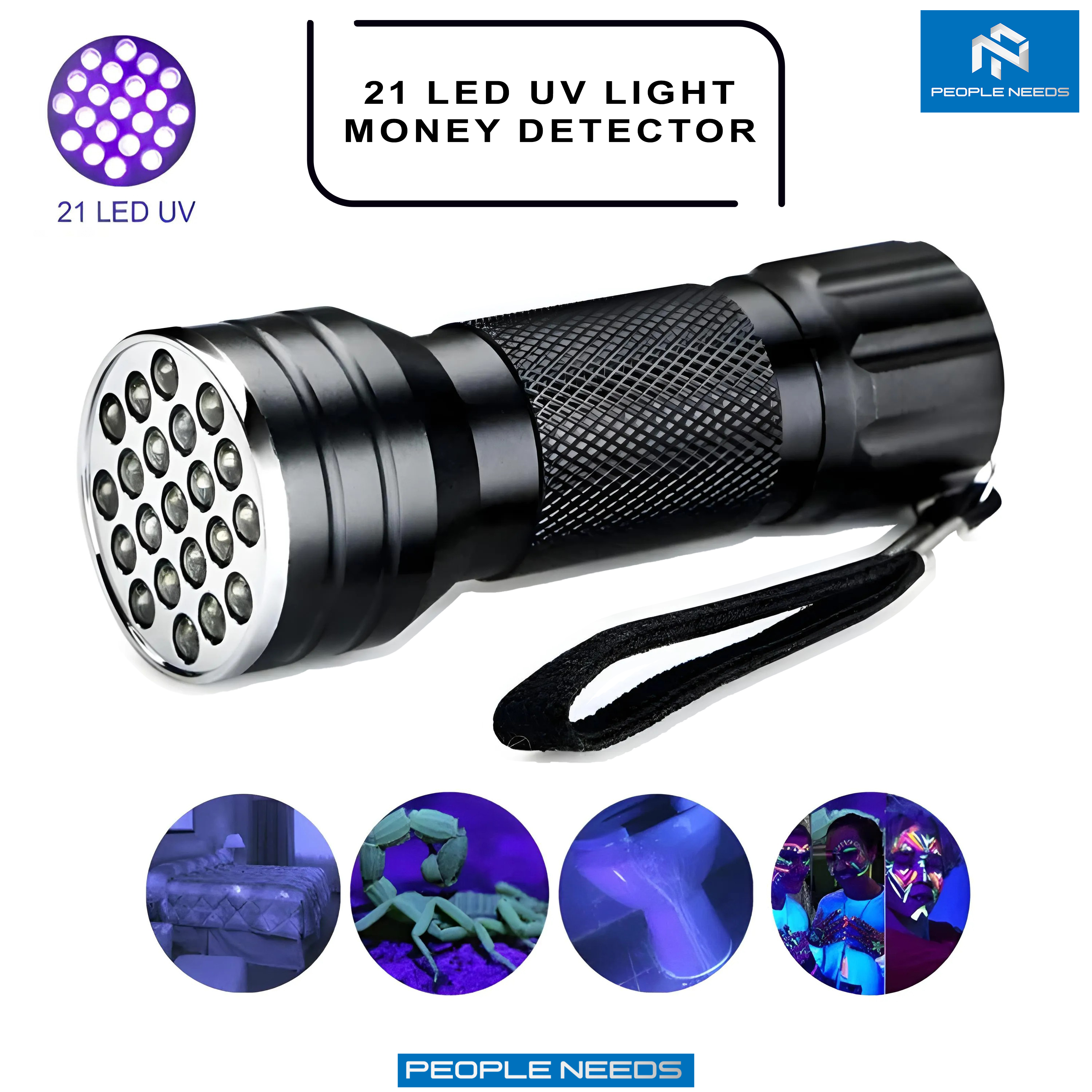 Senter UV Lampu Ultraviolet 21 LED Cahaya Terang Deteksi Uang Kertas Palsu | Lazada Indonesia