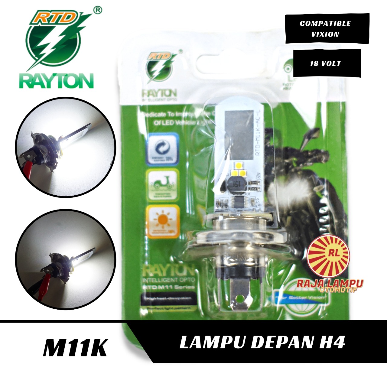LAMPU DEPAN RTD M11K H4 LAMPU HEAD LAMP RAYTON LED M11K H4 UNIVERSAL ...
