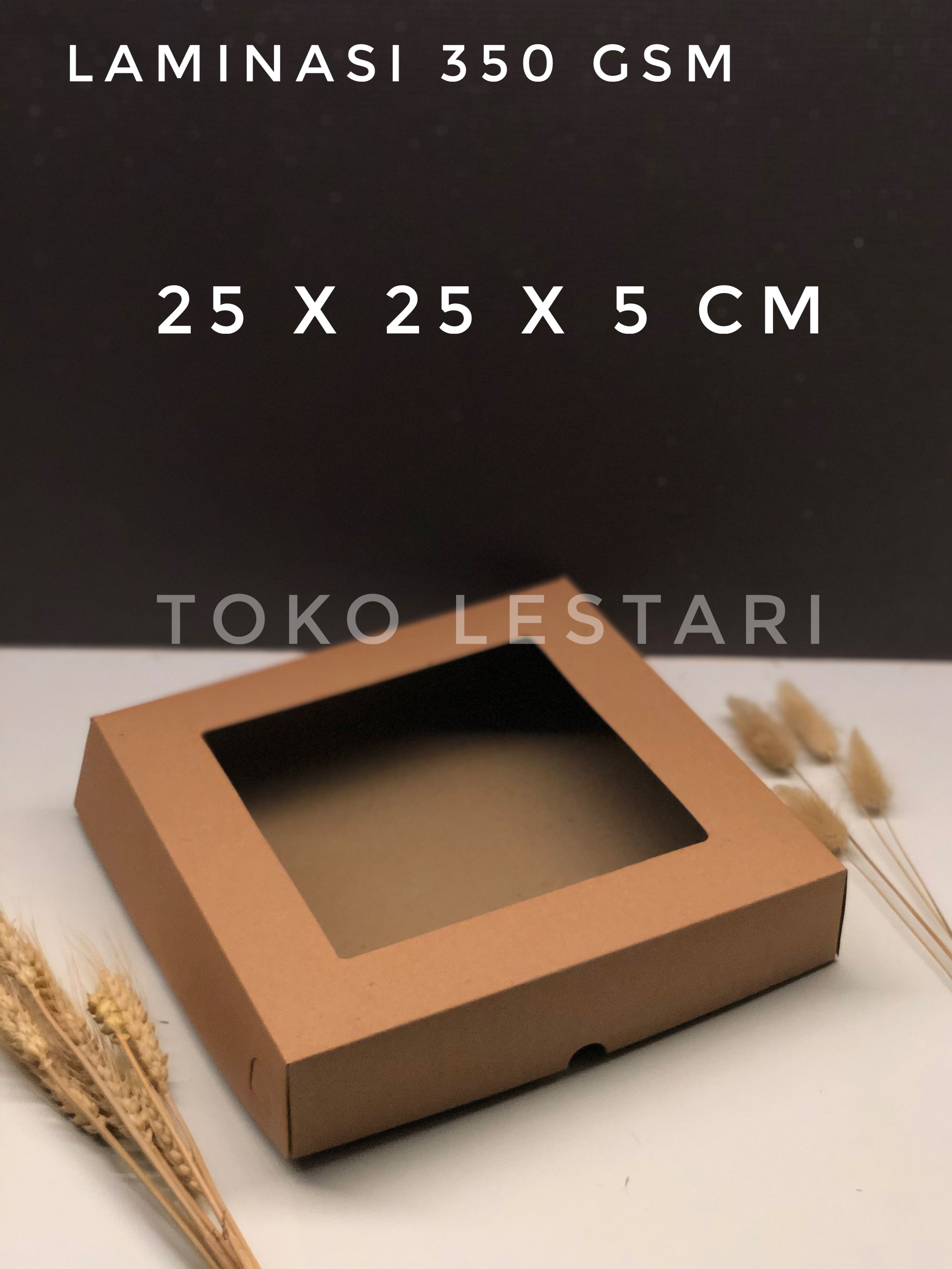 (5 Pcs) Box Kraft LAMINASI JENDELA 25x25x5 Cm Untuk Kotak Packing Kue ...