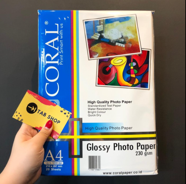 TAB SHOP - CORAL GLOSSY PHOTO PAPER A4 230 GSM 20 SHEETS - KERTAS FOTO ...