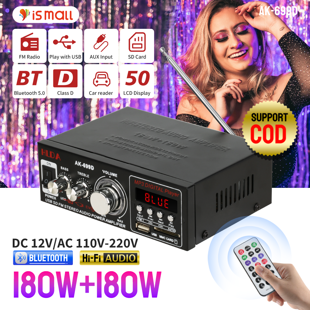 BT-298A amplifier bluetooth Digital Amplifier 300W Audio Display + 300W ...