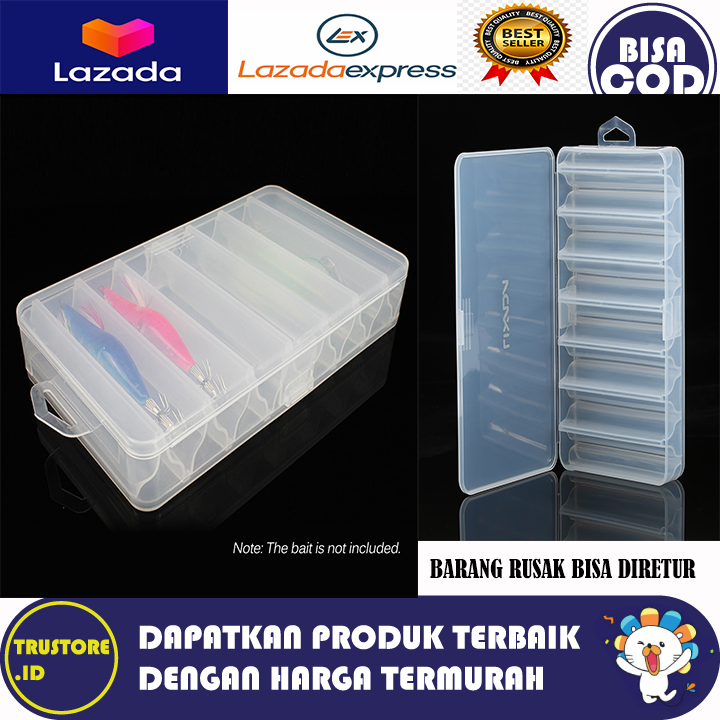 COD Lixada Box Kotak Perkakas Kail Pancing Dua Sisi 14 Slot - Transparent | Lazada Indonesia