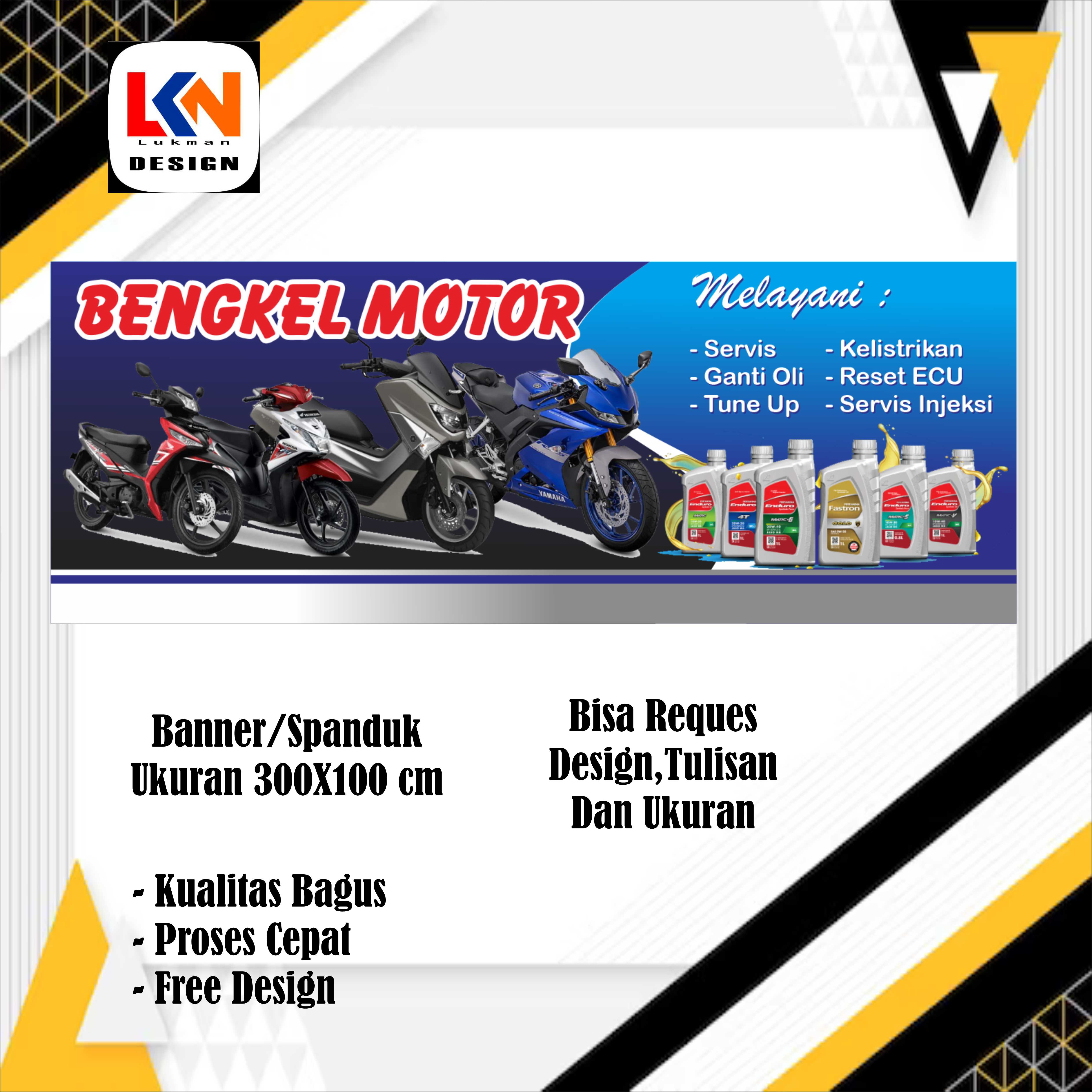 spanduk banner bengkel motor uk, 300x100cm | Lazada Indonesia