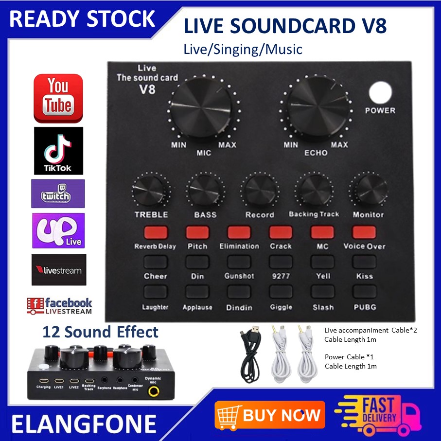 Soundcard V8 Sound Card V8 Live Mixer Bluetooth Audio USB External ...