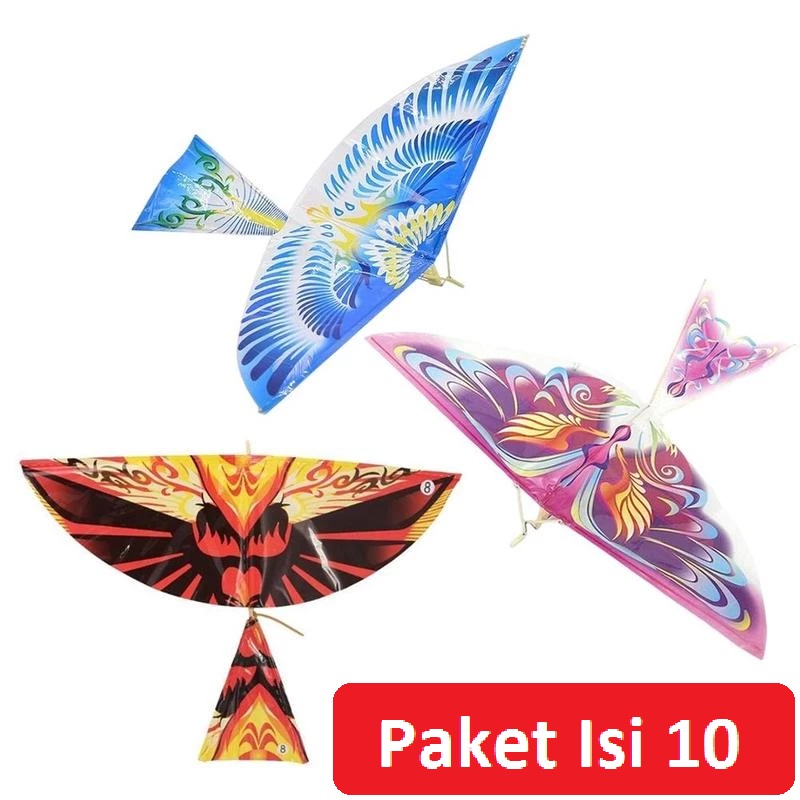 Isi 10 Mainan Burung Tenaga Karet Rubber Band Powered Ornithopter ...