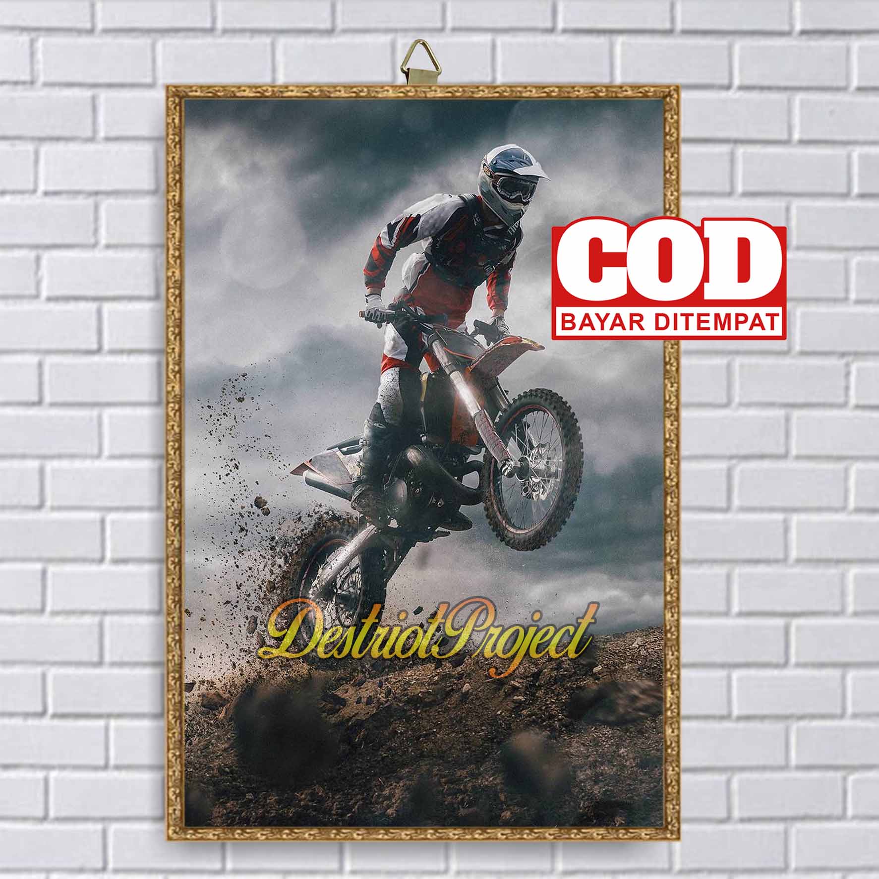 POSTER KAYU MOTOR CROSS TRABAS KLX CRF WR OTOMOTIF / FOTO BINGKAI ...