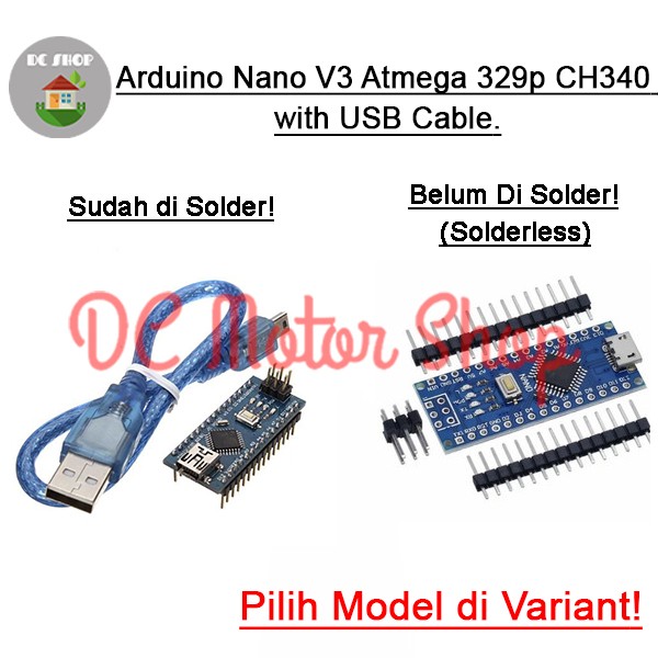 Arduino Nano V3 CH340 Clone Atmega328P Weld / sudah di solder + Kabel ...