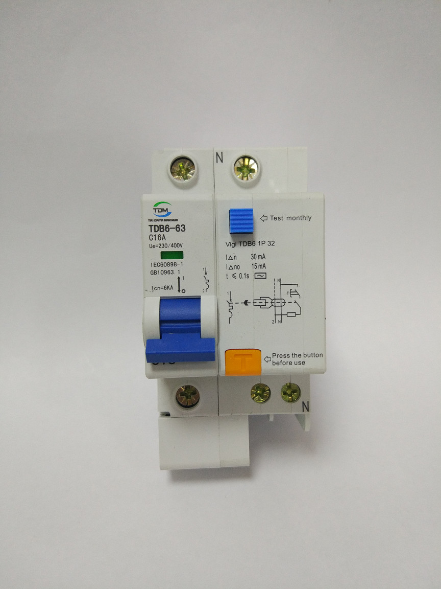 RCBO/ELCB/RCCB TDM 1P+N TDB6 30mA 6A,10A,16A,20A,25A,32A,40A,50A,63A ...