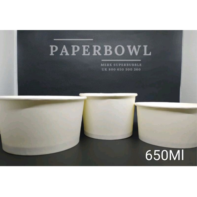 PAPERBOWL 650ML + TUTUP ISI 25 STANDART MANGKOK KERTAS PAPER BOWL Paper ...