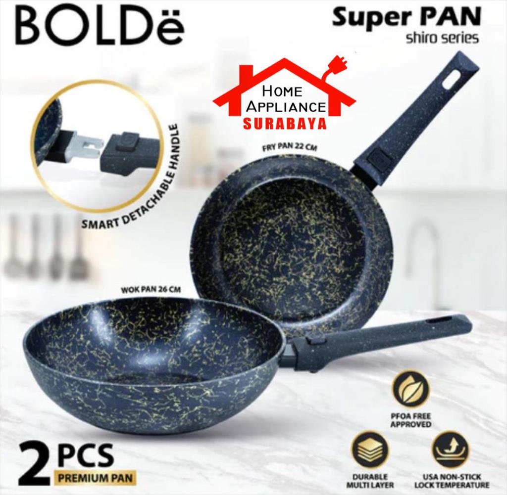 BOLDe Super Pan Shiro Series Granite Panci Set 2 PCS Wajan Wok 26CM ...