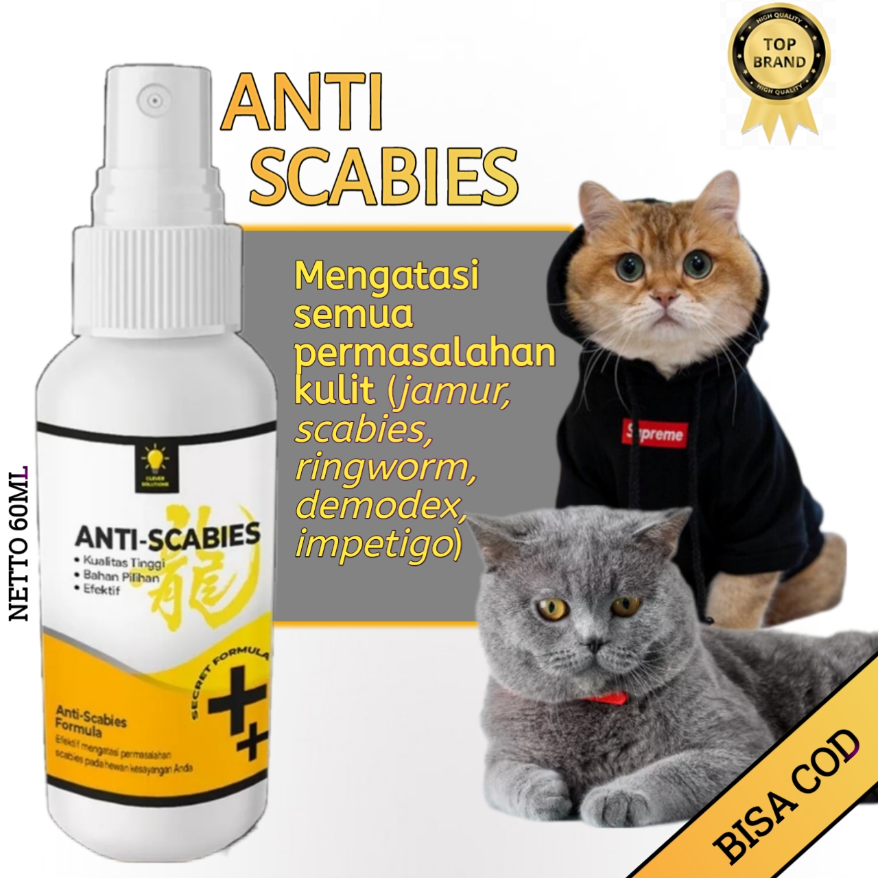 ANTI SCABIES Obat Jamur Kucing | Obat Gatal Kucing | Obat Kutu untuk ...