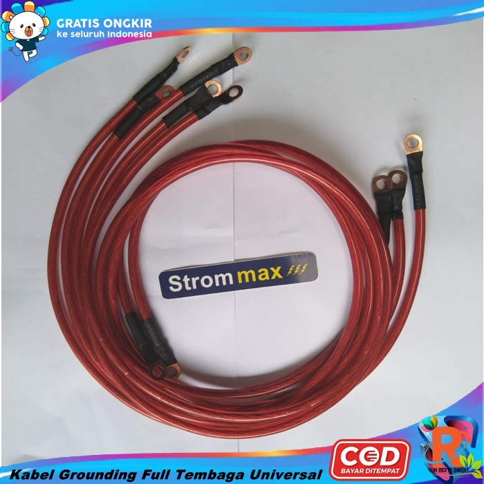Kabel Grounding Strom Max Plus Skun Aki 8 AWG Full Tembaga Universal ...