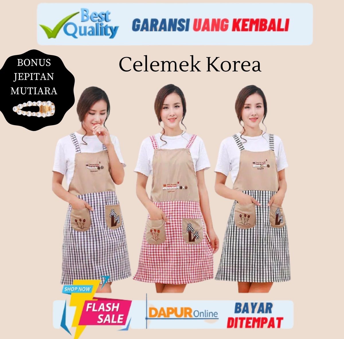 Celemek Masak Kain Katun Celemek Korea Apron Masak Dapur | Lazada Indonesia