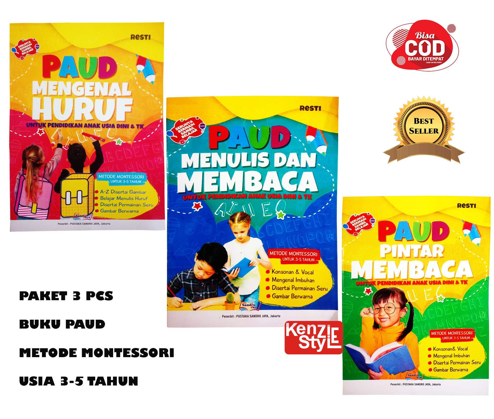 PAKET 5 PCS Buku PAUD Mengenal Huruf Angka Hijaiyah Pintar Membaca dan ...