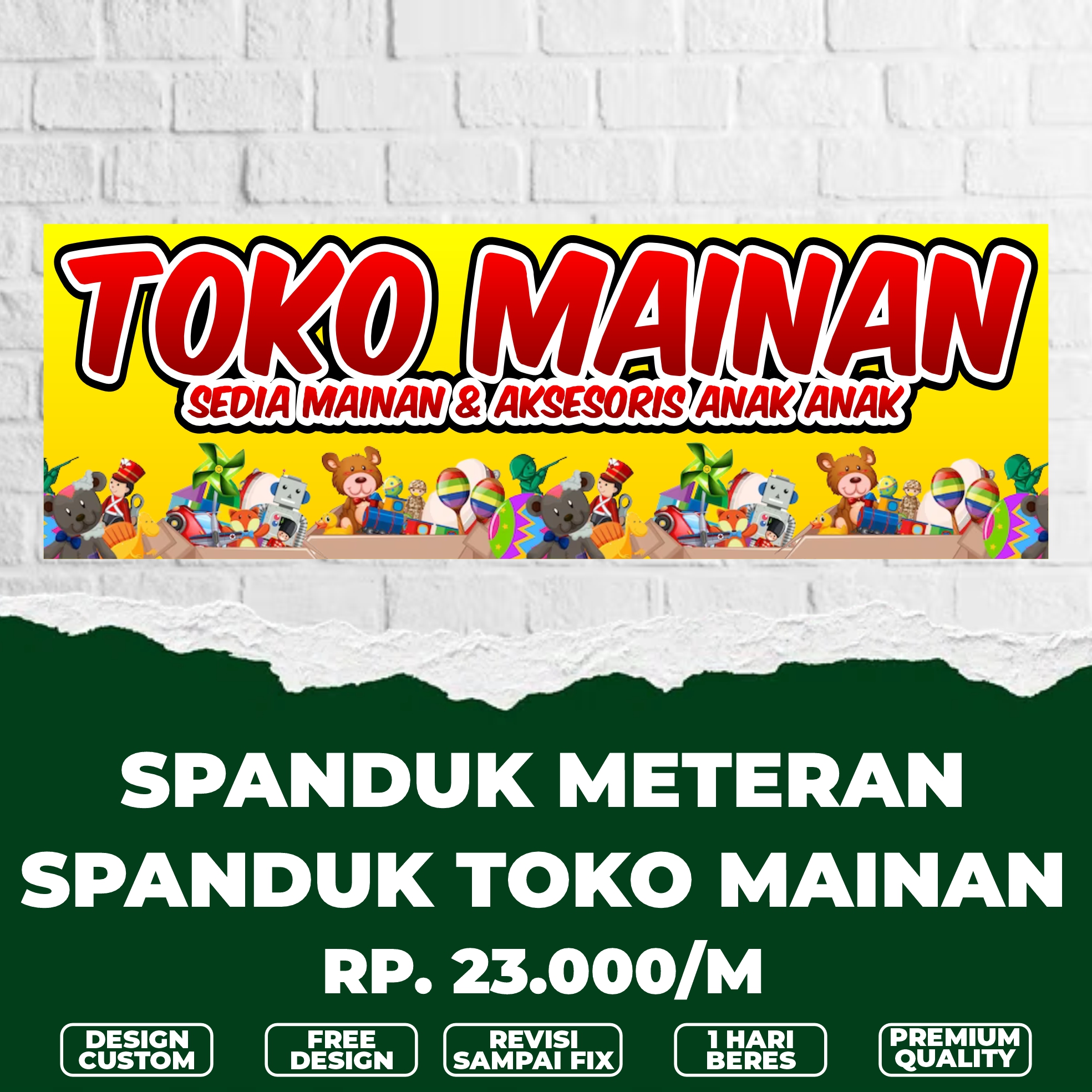 Spanduk banner toko mainan / banner toko mainan / banner meteran custom ...