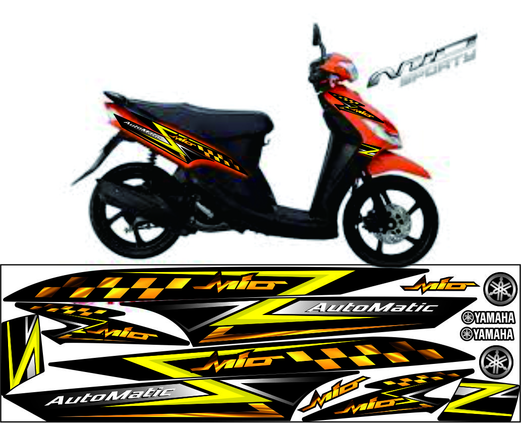 STICKER MIO RACING LIS GOLD HITAM VARIASI MIO SMILE STRIPING MOTOR ...