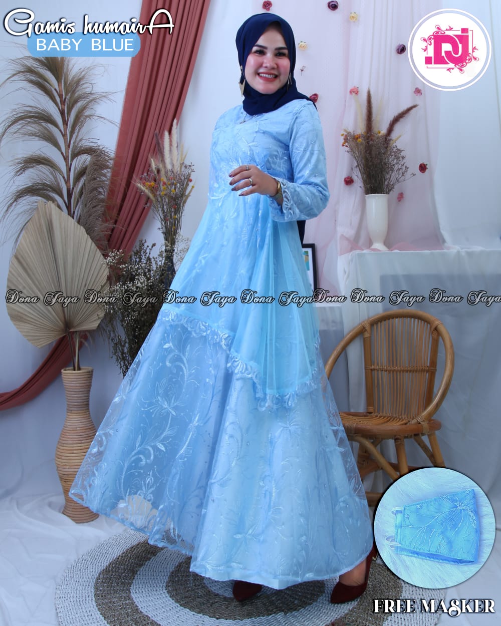(COD) New Arrival Dress Gamis Kebaya pesta warna baby Blue/ Drees ...