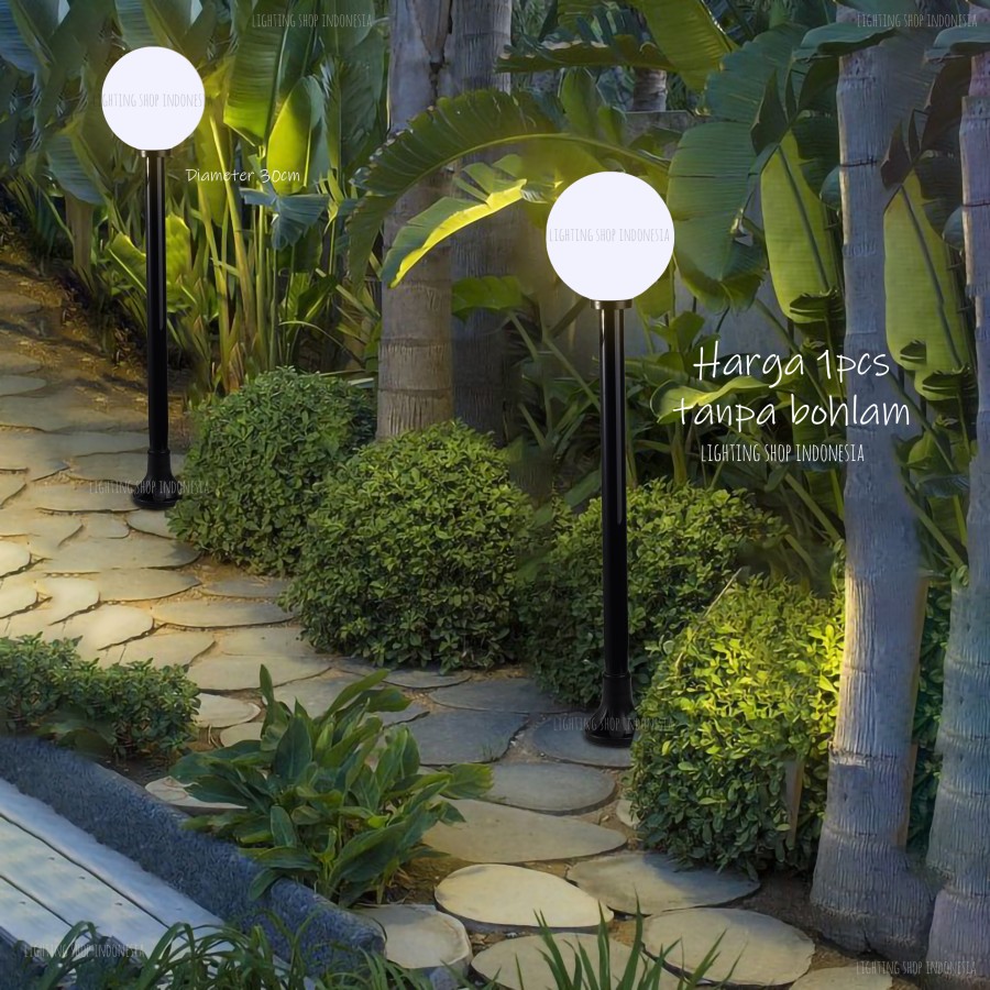 Lampu taman stand bola susu 25cm 30cm waterpoof acrylic standing ...