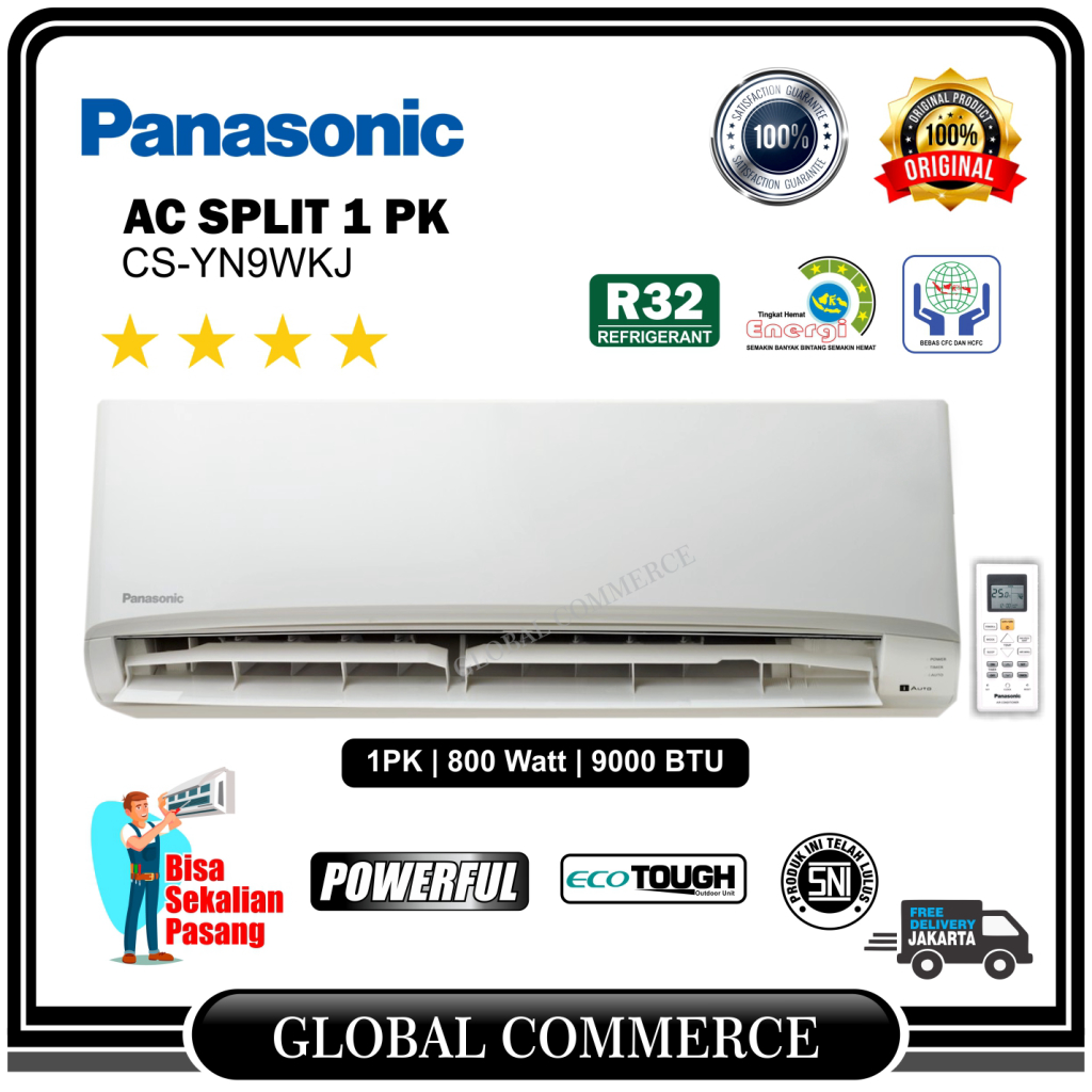 Panasonic AC Split 1 PK CS-YN9WKJ AC Split 1PK Freon R32 YN9WKJ ...