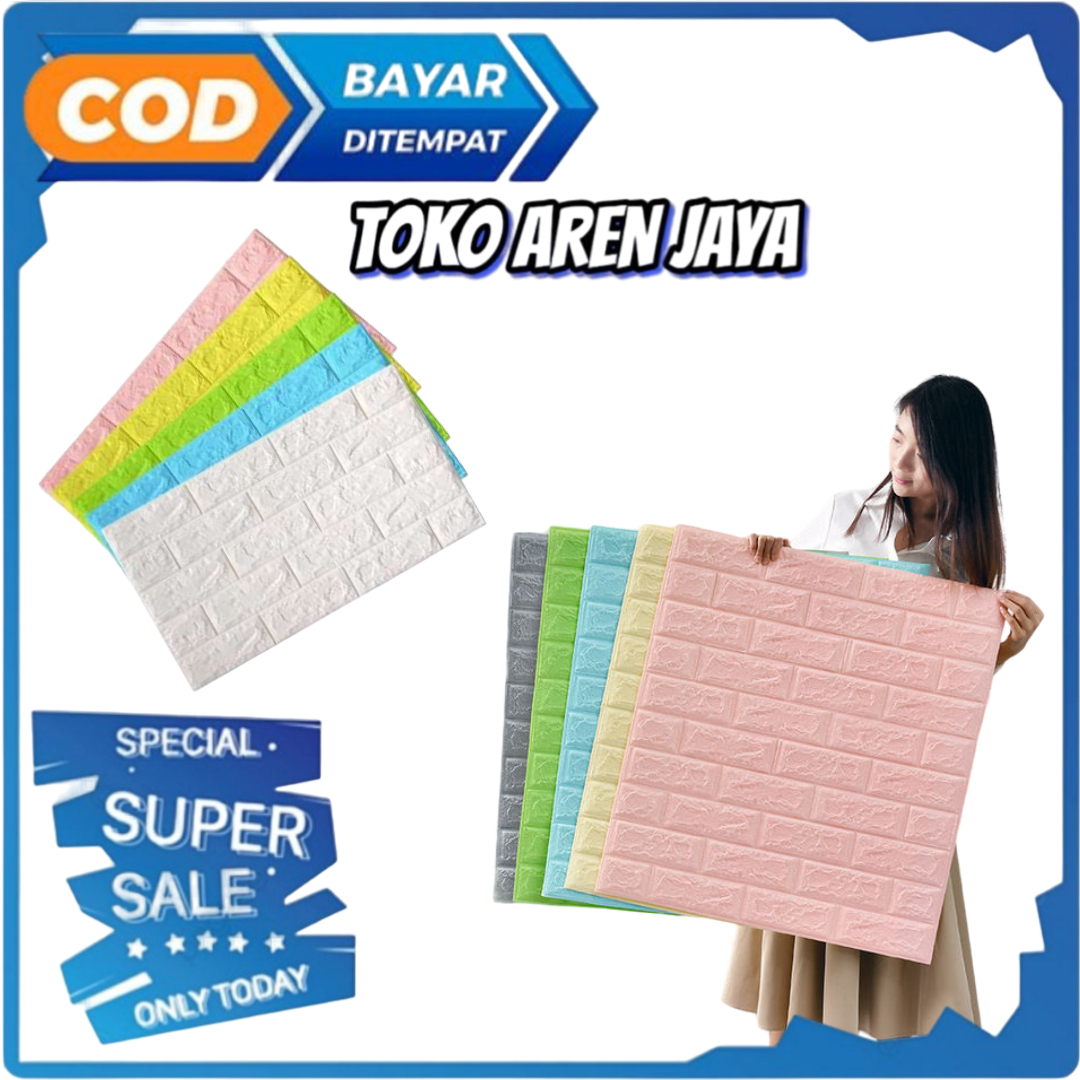 Wallpaper Dinding 3D Foam Warna Warni Polos Sticker Dinding 3D Foam ...