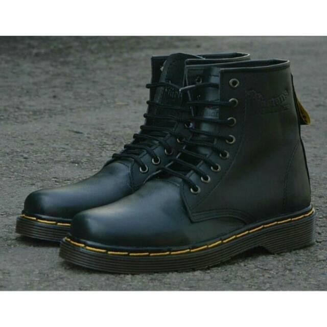 Sepatu Boots pria dr martens docmart DM high hiking touring - Black ...