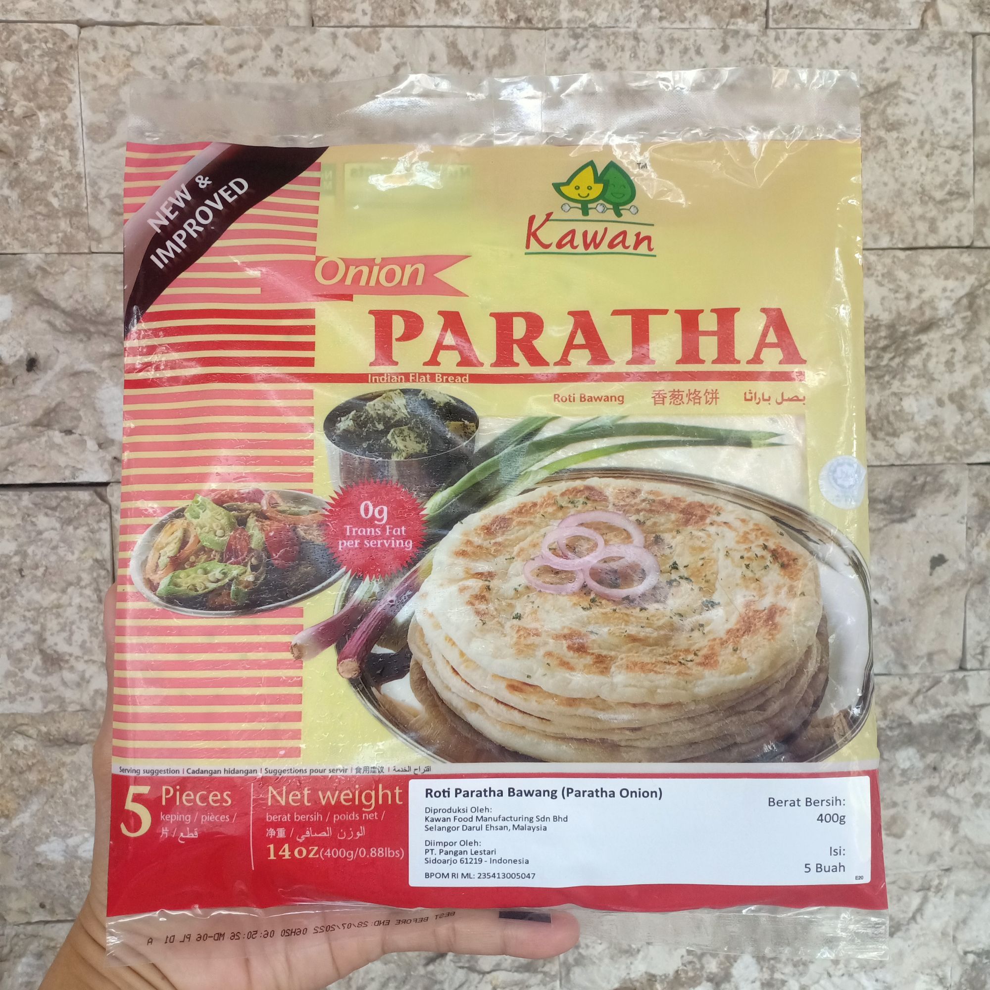 Roti Paratha Onion 5 pcs 400 gram Kawan Food | Lazada Indonesia