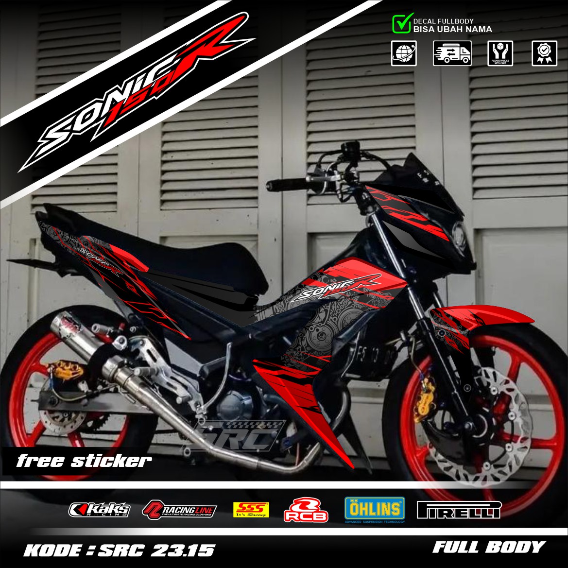 TERBARU Decal Sonic 150r Full Body Stiker Sonic 150r Full Body Striping ...