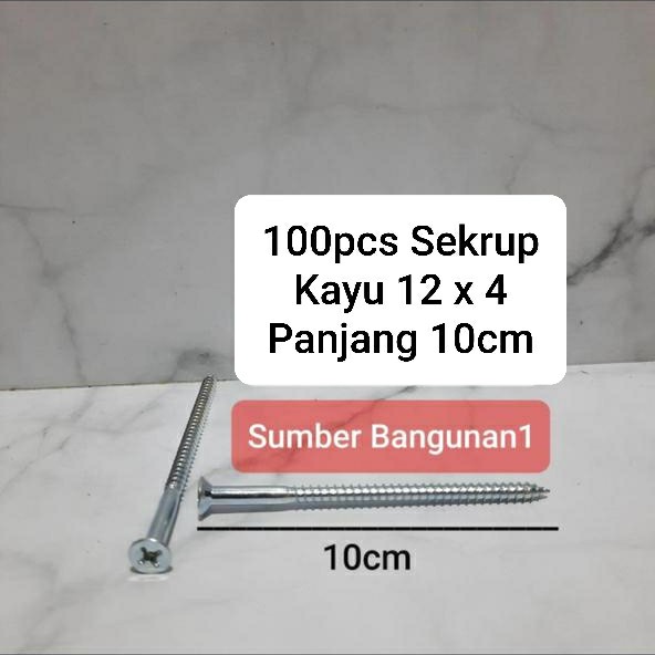Sekrup Kayu 12 x 4 drat kasar 10cm panjang skrup 10 cm | Lazada Indonesia