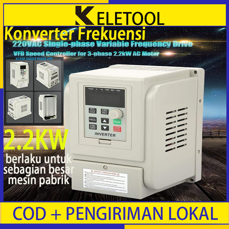 Keletool 1.5 KW VFD 3-Fase inverter Pengatur kecepatan Konverter ...