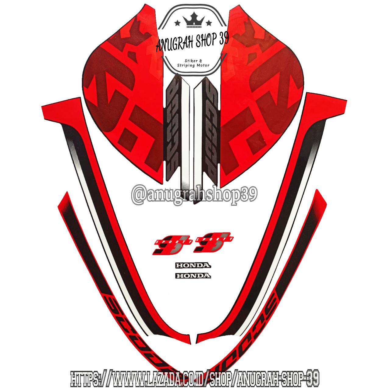 STRIPING HONDA SCOOPY SPORTY 2020 2021 MERAH, LIS STIKER MOTOR SCOOPY ...