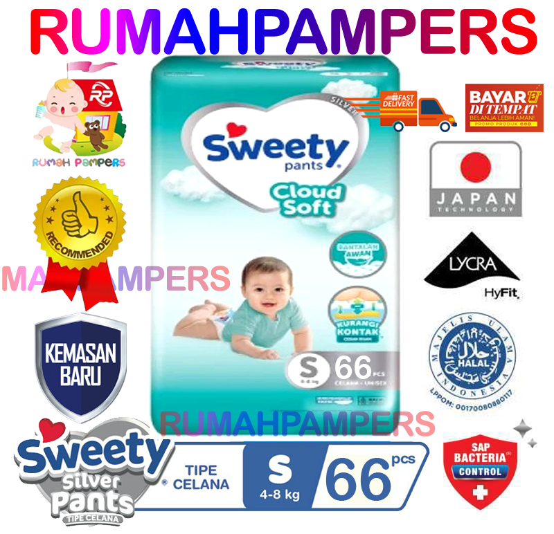 Sweety Silver JUMBO Pants S 66 ~ M 60 ~ L 54 ~ XL 42 ~ XXL 32 Tipe Celana Cloud Soft (kemasan ...