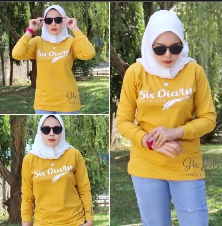 Baju Kaos Atasan Blus Pakaian Six Diary Bahan Import Adem Tebal Wanita ...