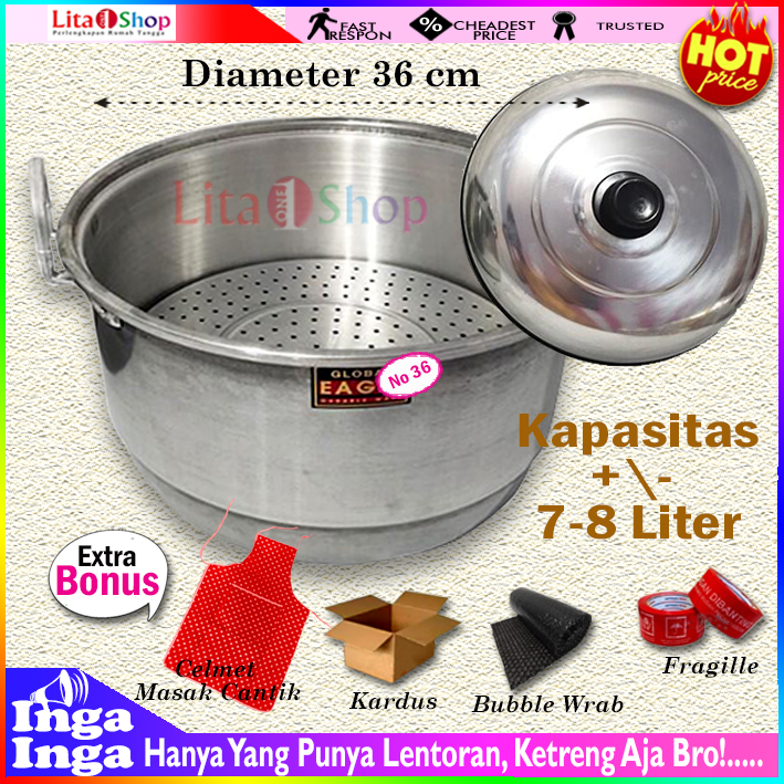 Panci Langseng Kukus / Dandang / Steamer 36cm Global Eagle | Lazada ...