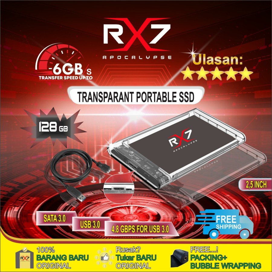 SSD RX7 120GB,1TB,512GB,256GB, ( BISA EXTERNAL ) + ENCLOSURE PORTABLE ...