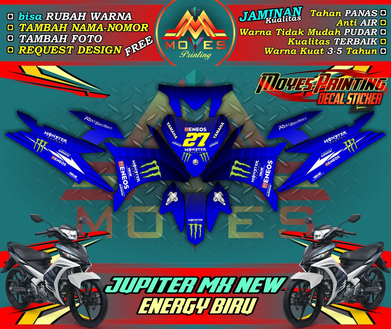 Decal Sticker Yamaha New Jupiter mx 135 stiker full body jupiter mx 135 ...