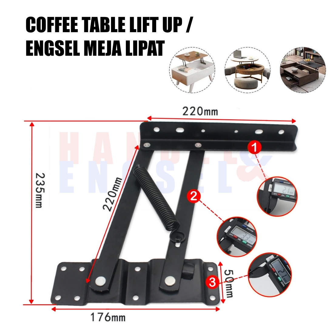 Engsel Hidrolik Extention Coffe Table Lift Up and Down Meja Lipat Naik ...