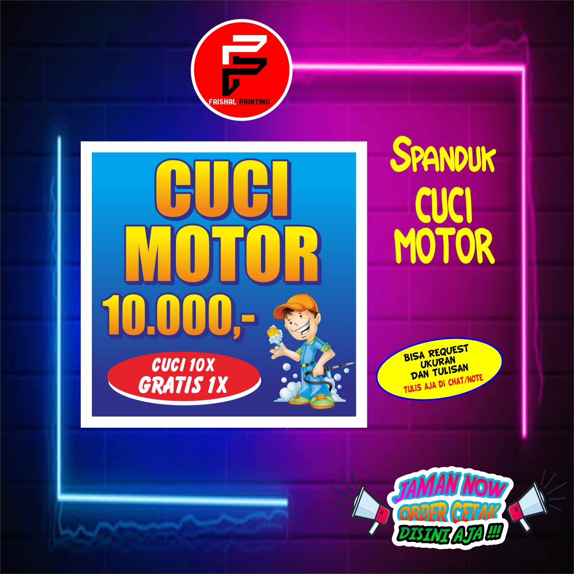 Spanduk Cuci Motor / banner Cuci Steam Motor / Spanduk Custom Ukuran 1 ...