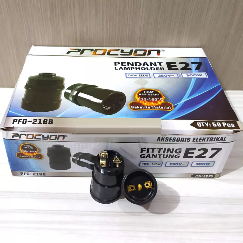 Fitting Lampu Fiting Tempat Lampu Gantung Tempel Plafon Hitam SNI ...