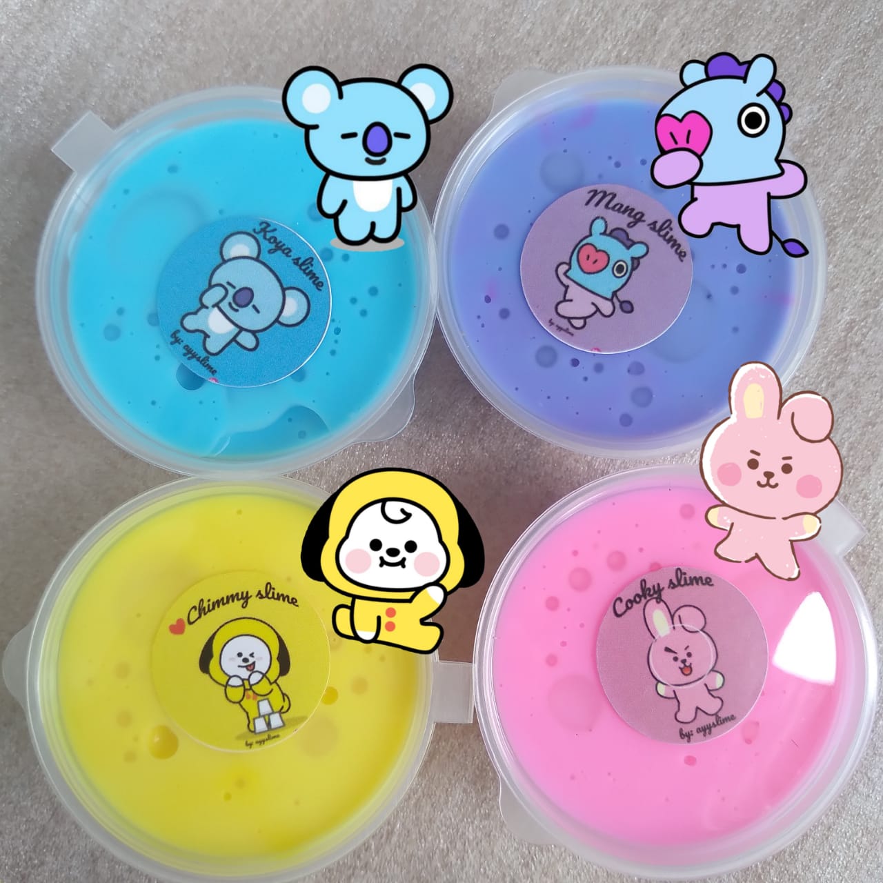 (cod) Slime BT21 Paket Isi 4 sesuai gambar | Slime Murah Berkualitas by ...