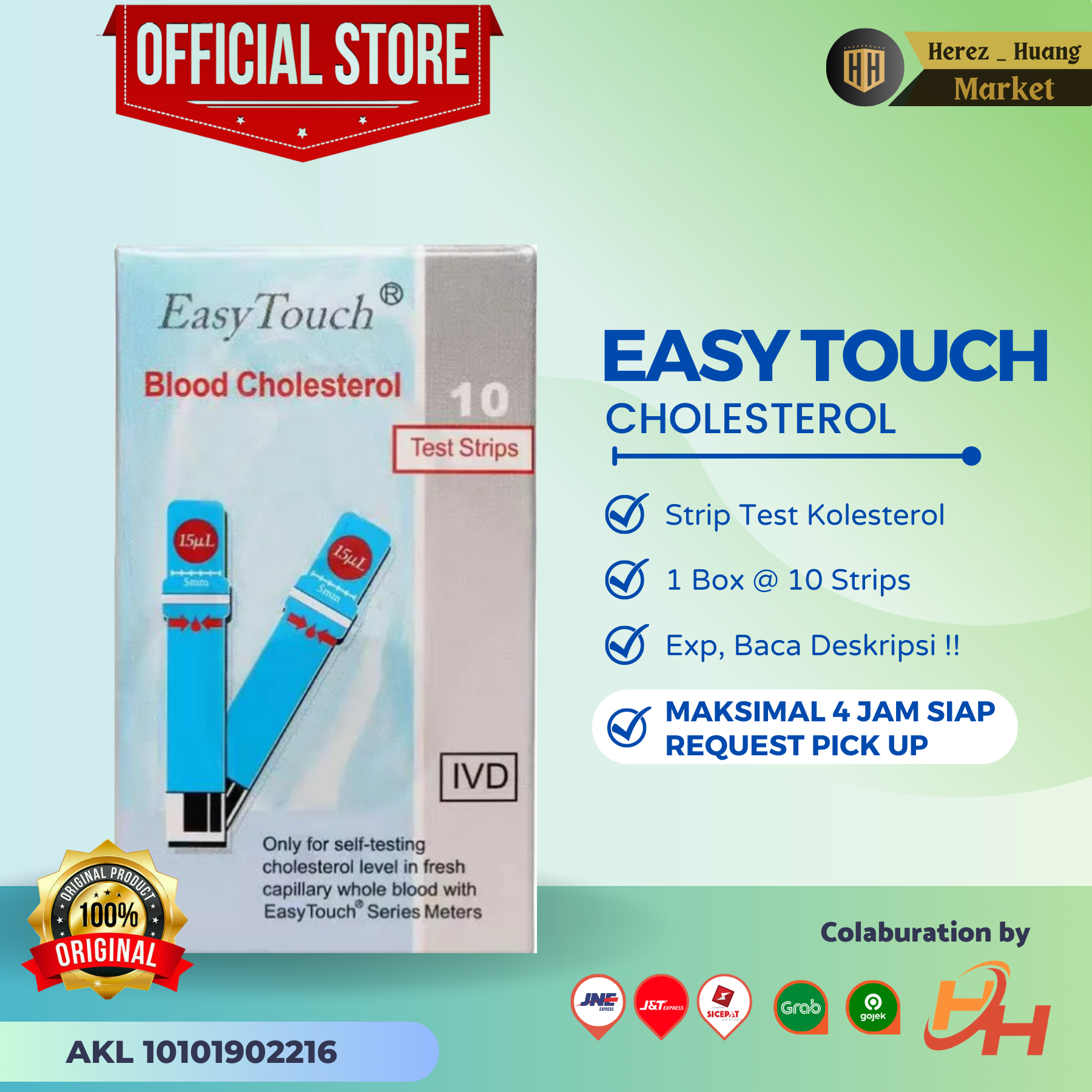 Easy Touch Cholesterol Strip Test Kolesterol Easytouch Isi 10 Strips ...