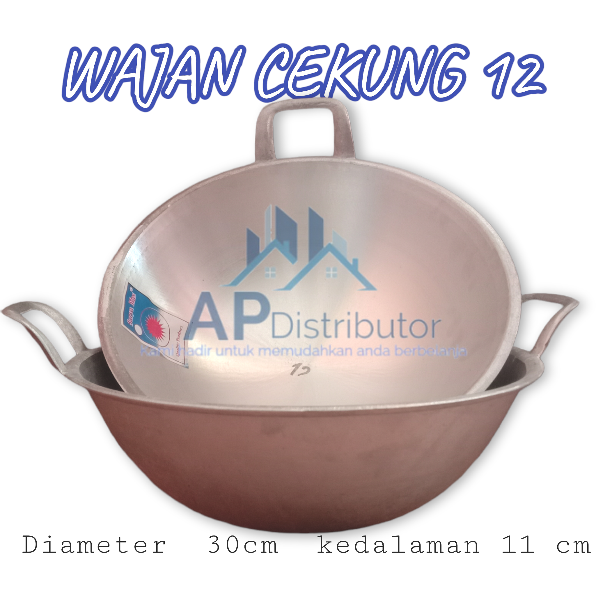 Wajan Penggorengan Cekung Jumbo No. 12 kuali katel Alumunium Ceper anti ...