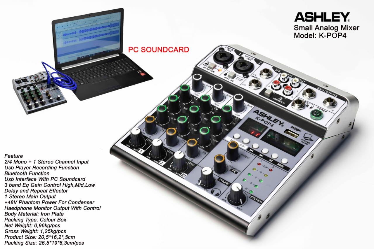 Mixer Ashley K-POP4/mixer audio ashley 4ch usb bluetooth Pc soundcard ...