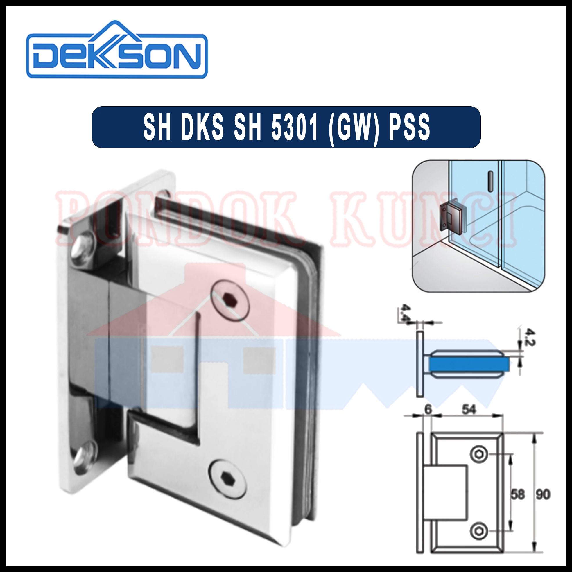Engsel Shower Dekkson SH 5301 PSS Shower Hinge Dekson Glass To Wall ...