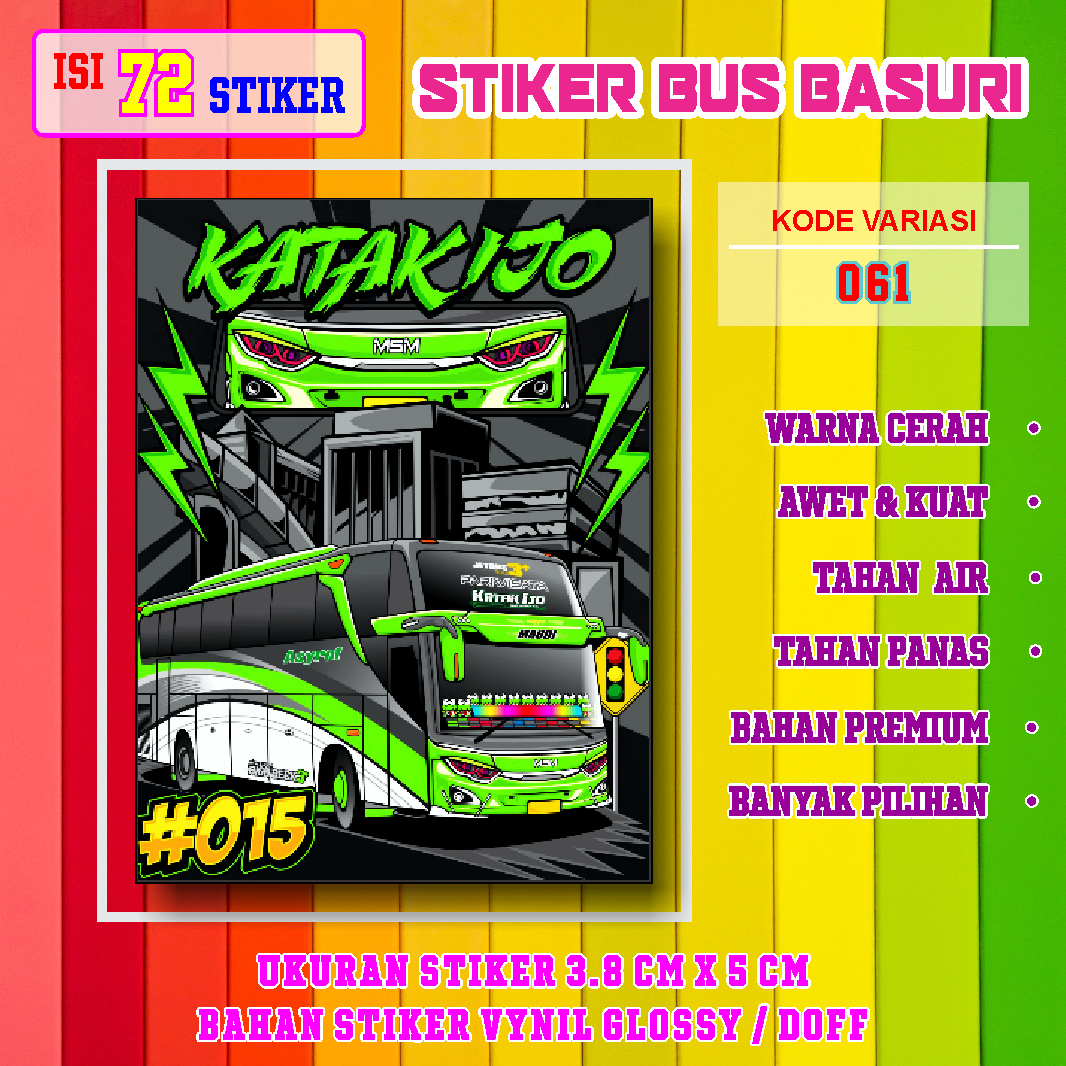 stiker bus basuri KATAK IJO [061] isi 72 pcs warna cerah awet jelas ...