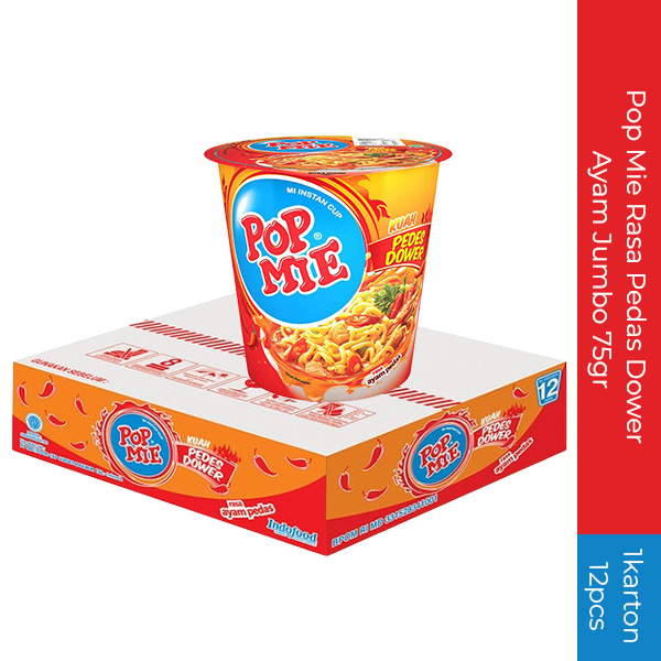 Pop Mie Kuah Rasa Pedas Dower Ayam Jumbo 75gr 1 Karton - 12 pcs ...
