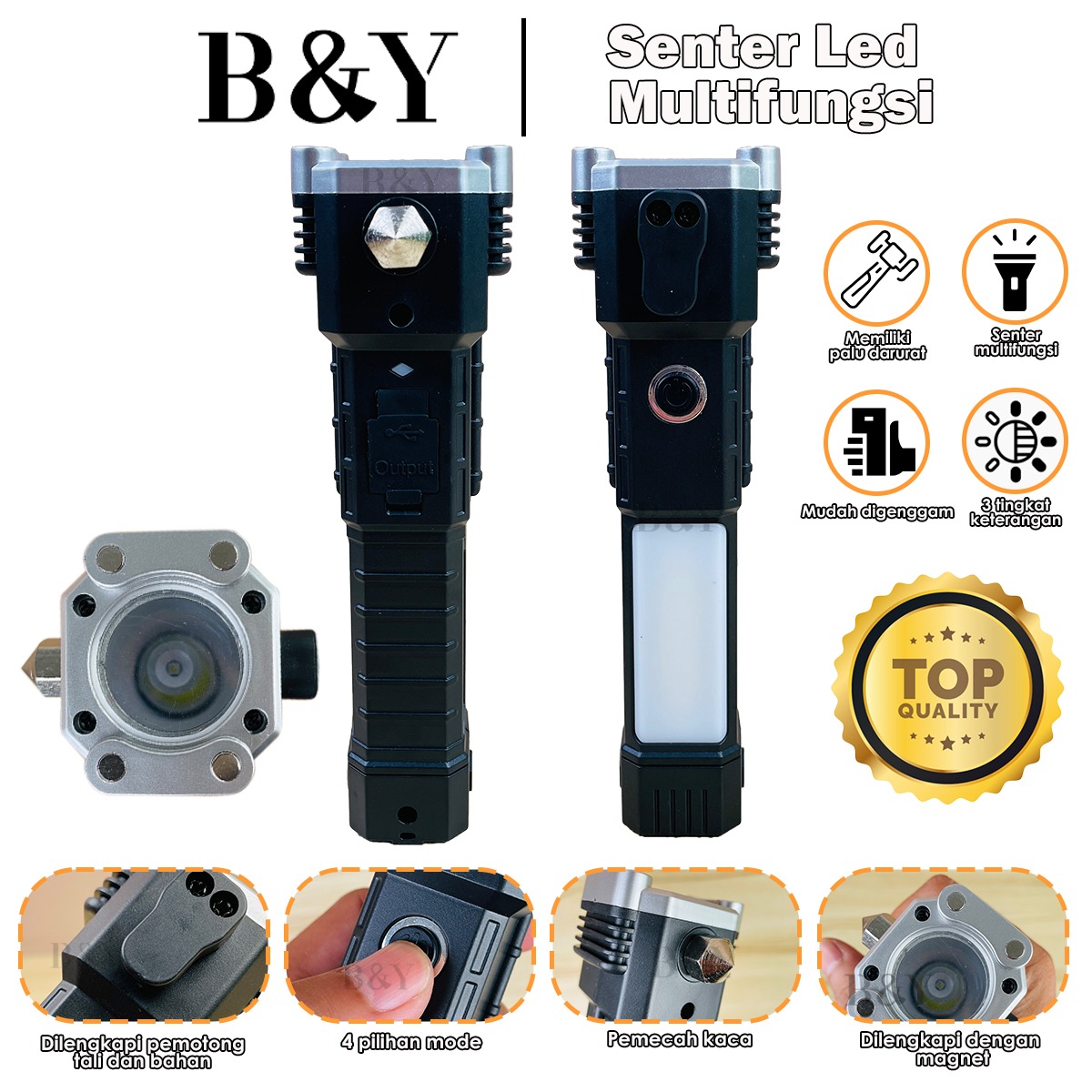 SENTER LED MULTIFUNGSI HUMMER EMERGENCY PLUS 4 MAGNET SENTER CAS USB ...