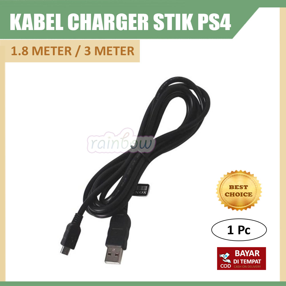 Kabel Charger Ps4 1.8 / 3 meter Kabel Cash Stik Ps 4 Kabel Data Kabel ...